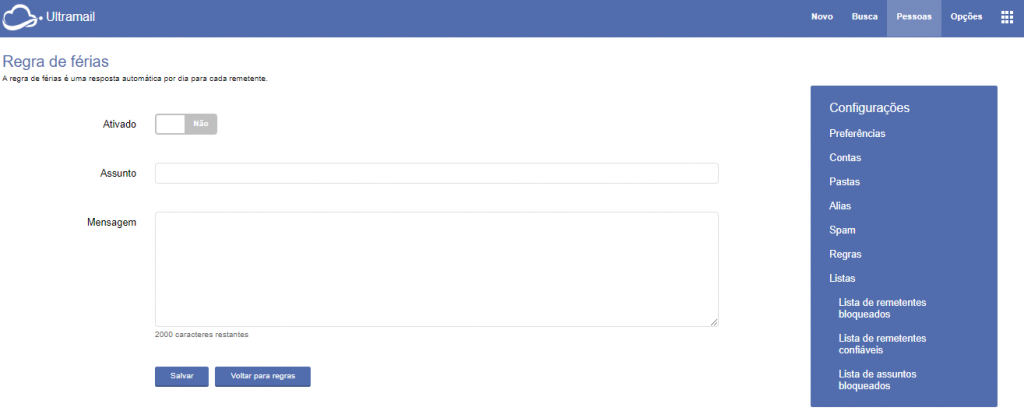 Regras no ULTRAmail - Central de Ajuda com Tutoriais e Informações Hostnet