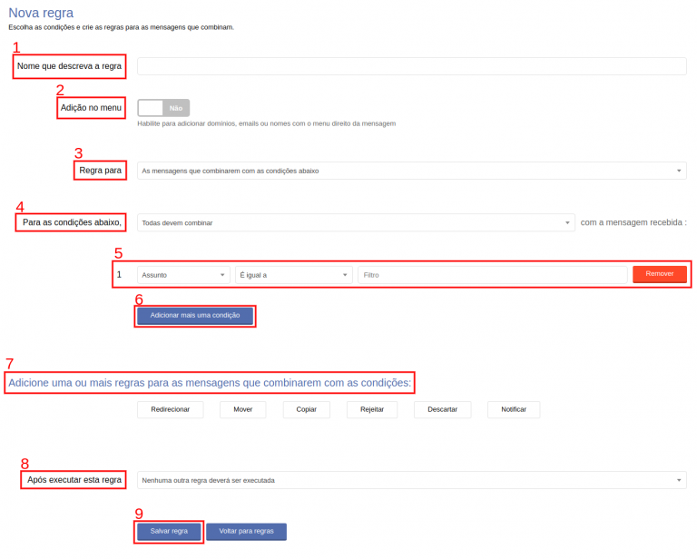 Regras no ULTRAmail - Central de Ajuda com Tutoriais e Informações Hostnet