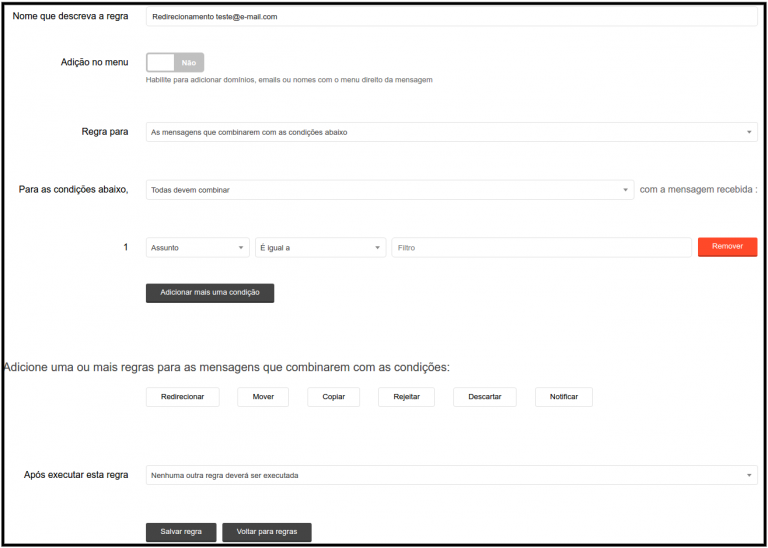 Regra de Redirecionamento no Ultramail - Central de Ajuda com Tutoriais ...